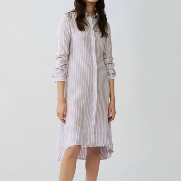 Maje | Dresses | Maje Midi Striped White Shirt Dress Designer Size 3 ...